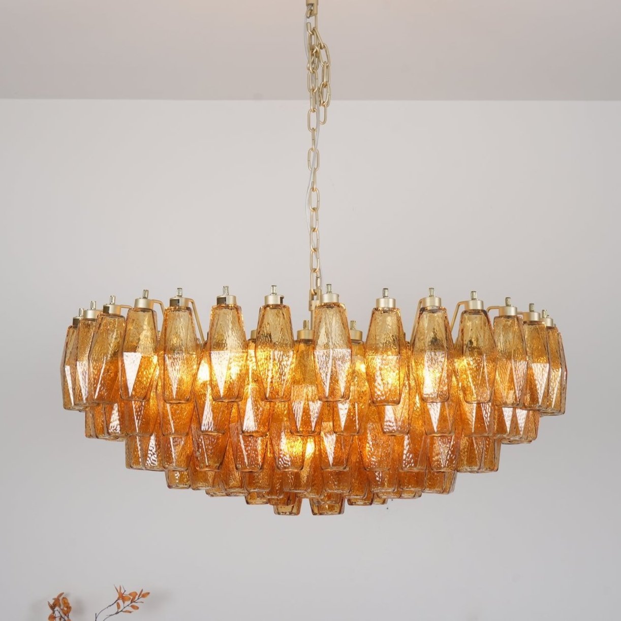 Murano Rhombus Amber Glass Chandelier – Hermanlamps