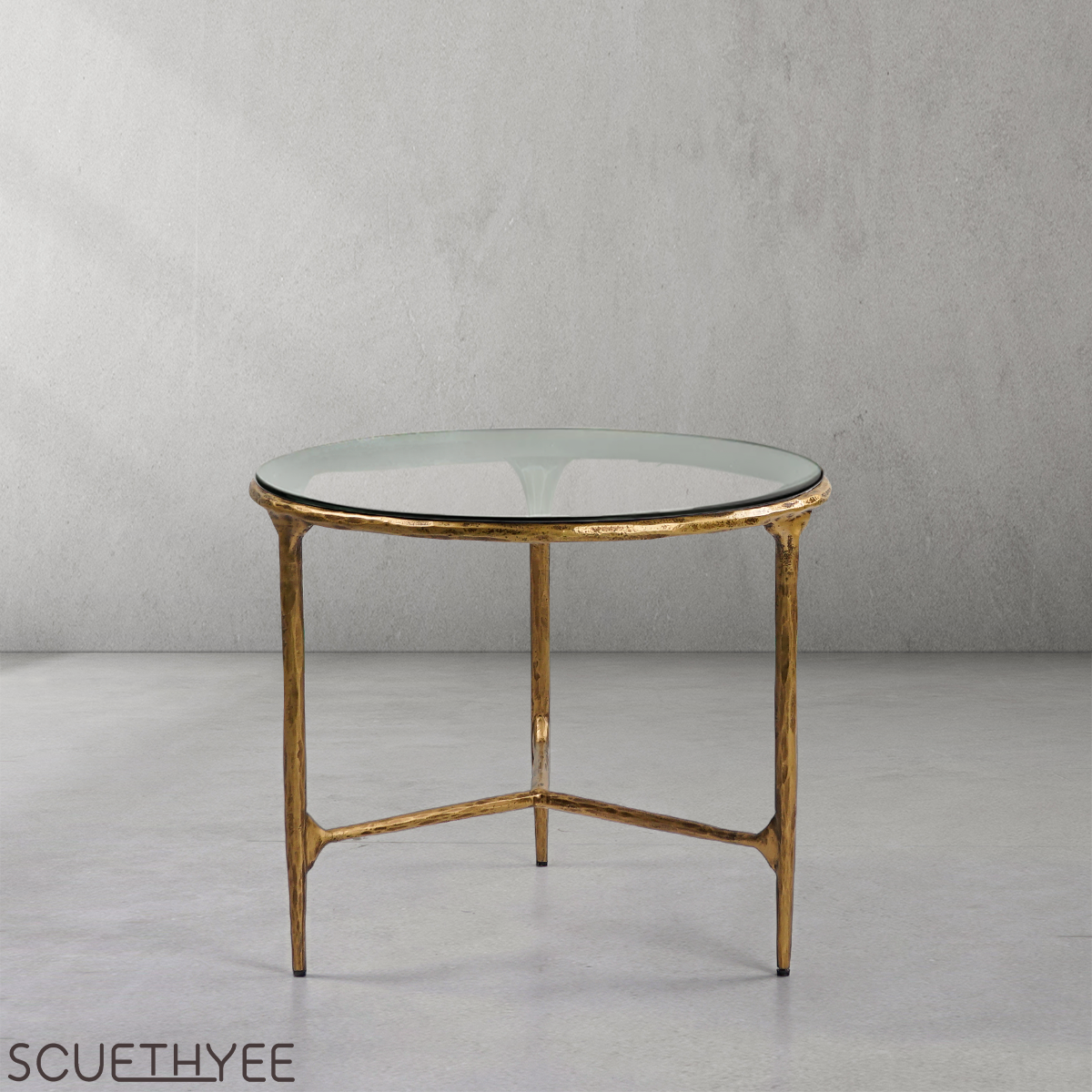 Thaddeus Glass Round Side Table 3 Leg 24"D – Hermanlamps